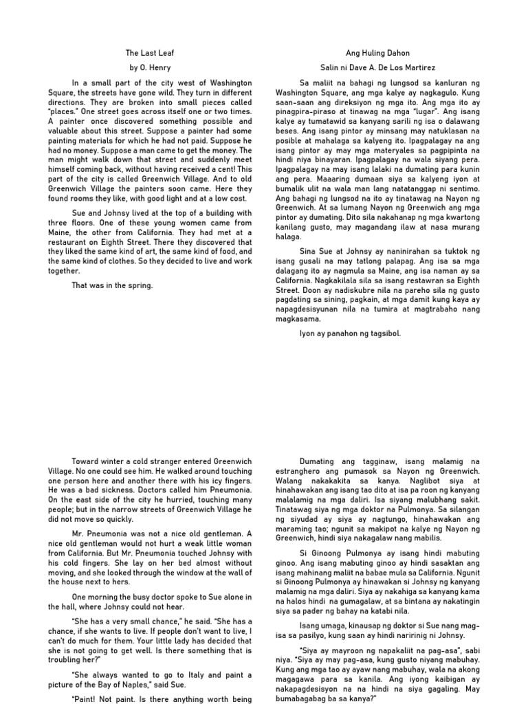 The Last Leaf (Isinalin) | PDF