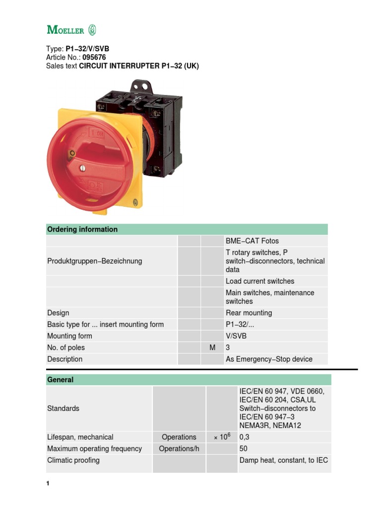 Moeller on-OfF Switch | PDF | Switch | Fuse (Electrical)