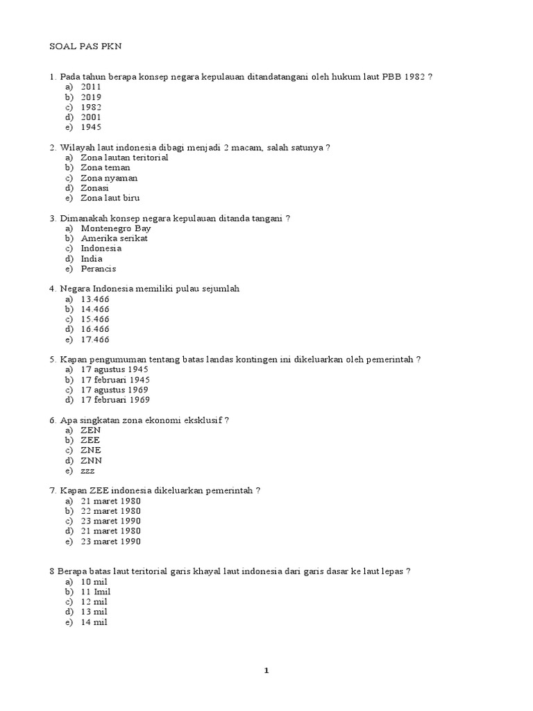 Soal PKN Pas | PDF