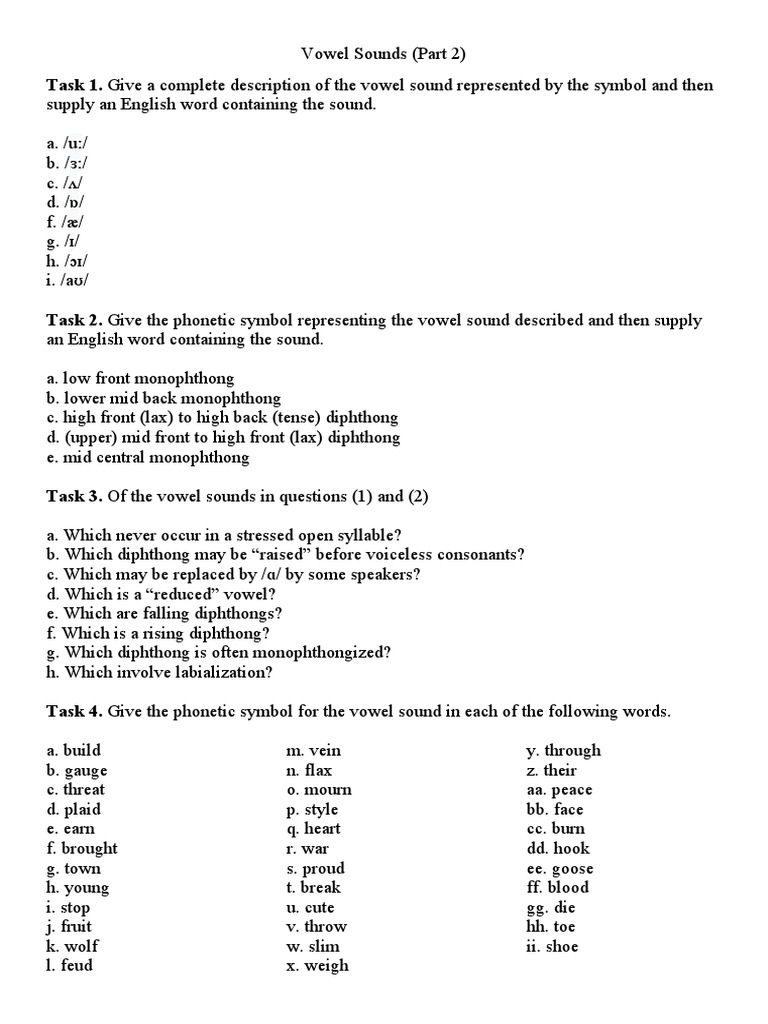 English Vowel Sounds Overview | PDF
