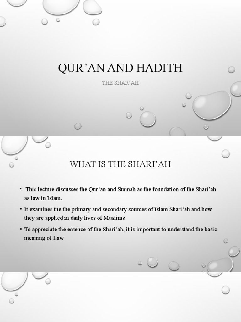 Qur'An and Hadith: The Shar'Ah | PDF | Hadith | Surah