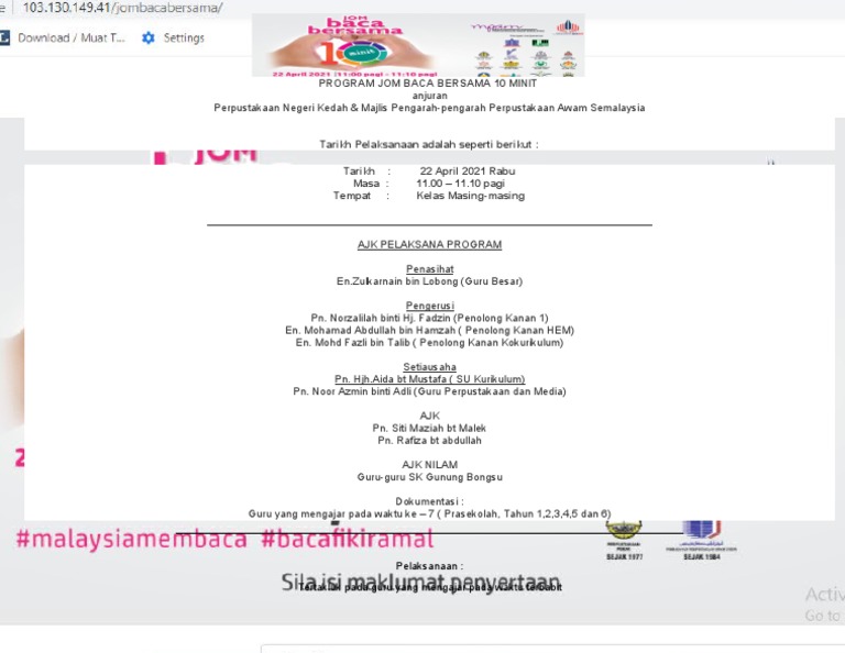 Program Jom Baca Bersama 10 Minit | PDF