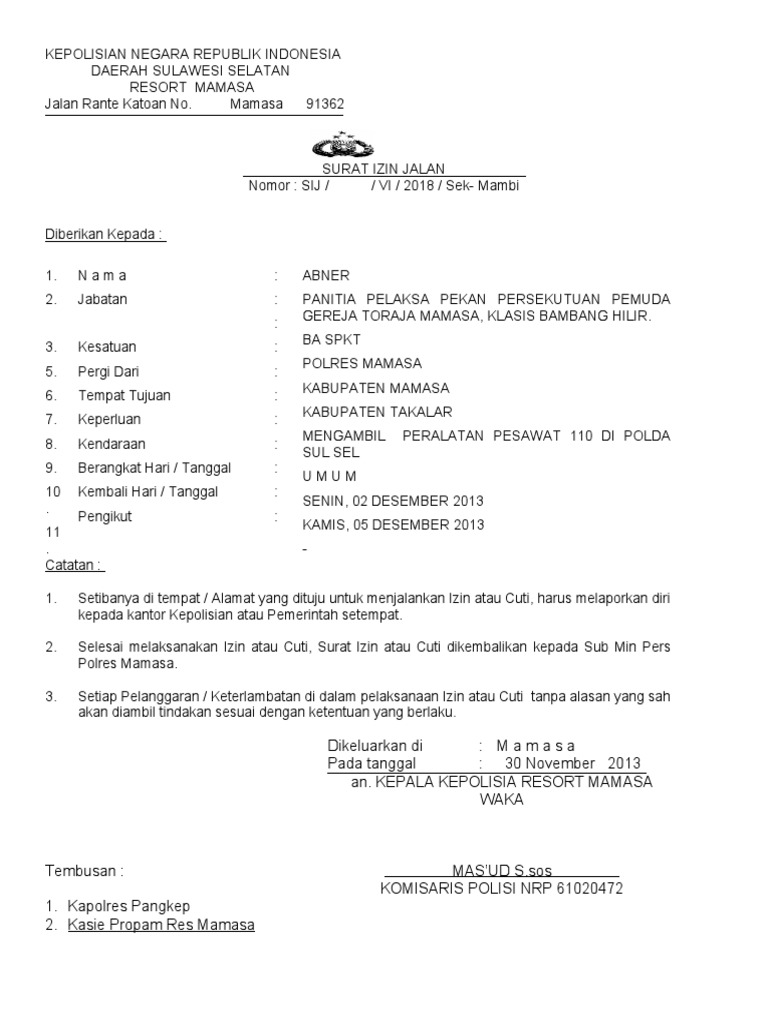 Surat Izin Jalan | PDF