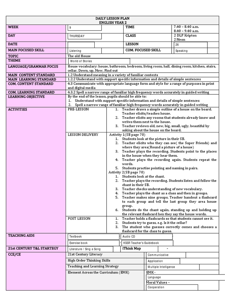 The Old House | PDF | Lesson Plan | Curriculum