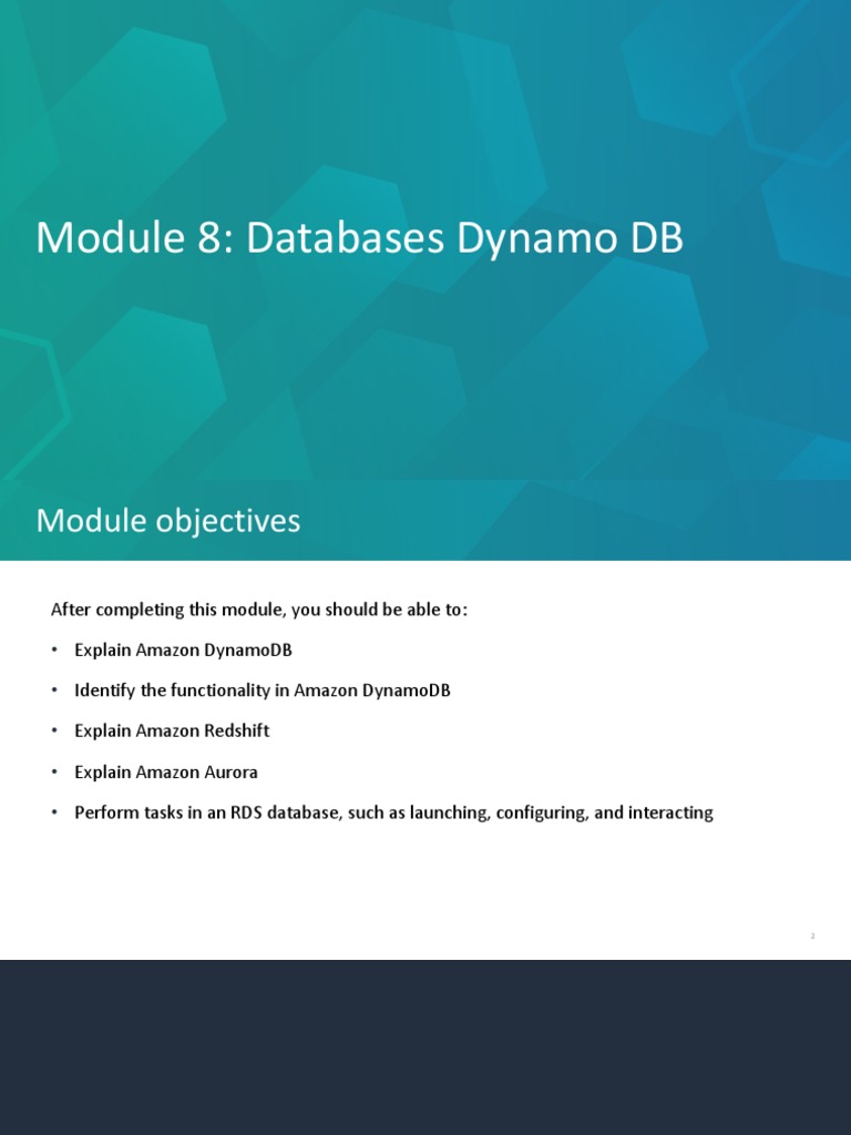 CloudFoundations - 08b - Databases - Dynamo DB, Redshift, Aurora | PDF | No Sql | Amazon Web ...