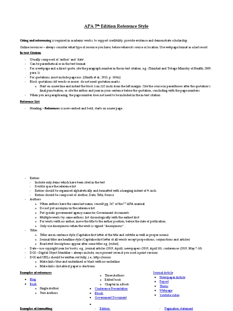 APA 7th Reference Style Guidelines | PDF | Apa Style | Citation