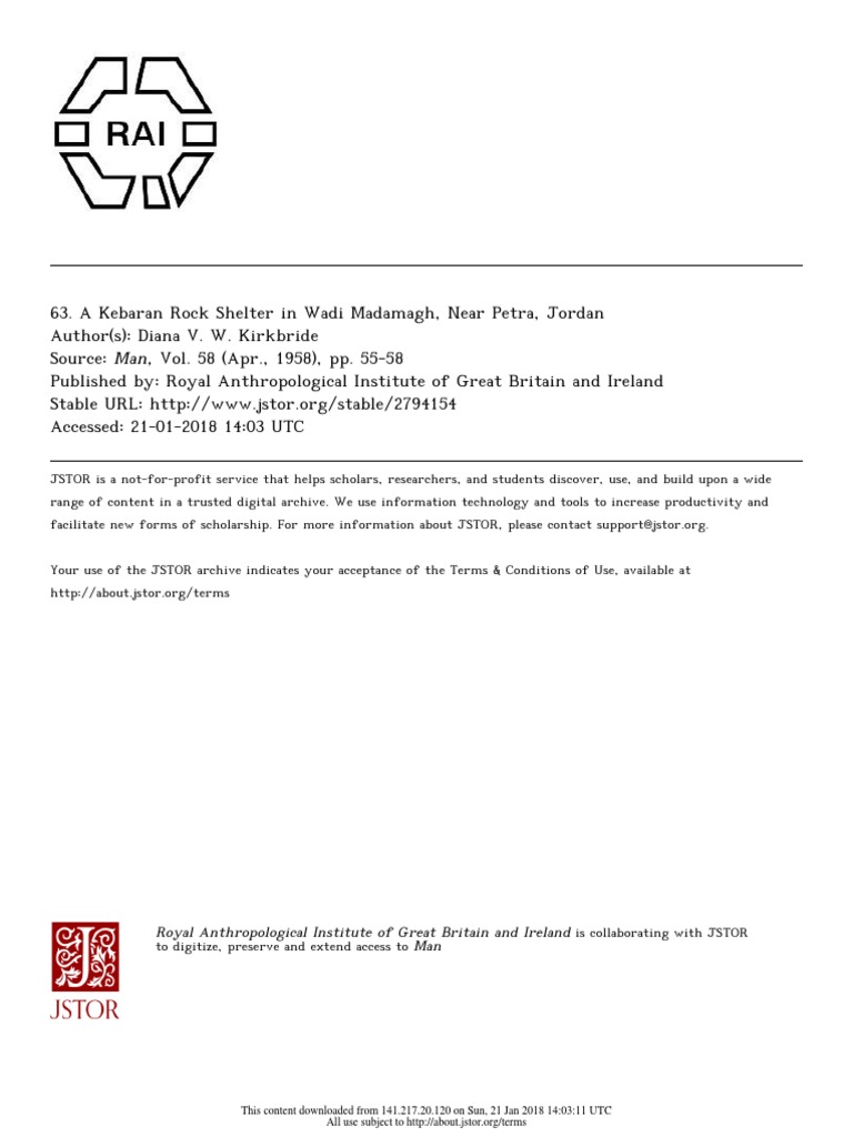 Kebaran Rock Shelter Near Petra | PDF | Stone Age | Archaeology