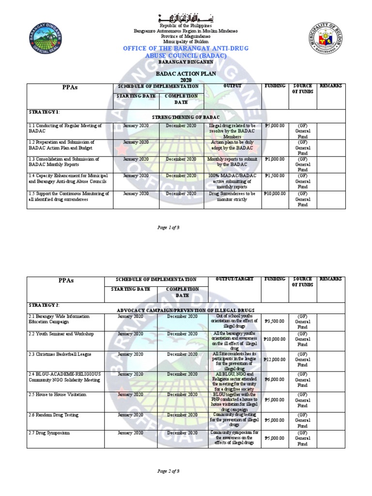 Office of The Barangay Anti-Drug Abuse Council (Badac) | PDF | Policy ...
