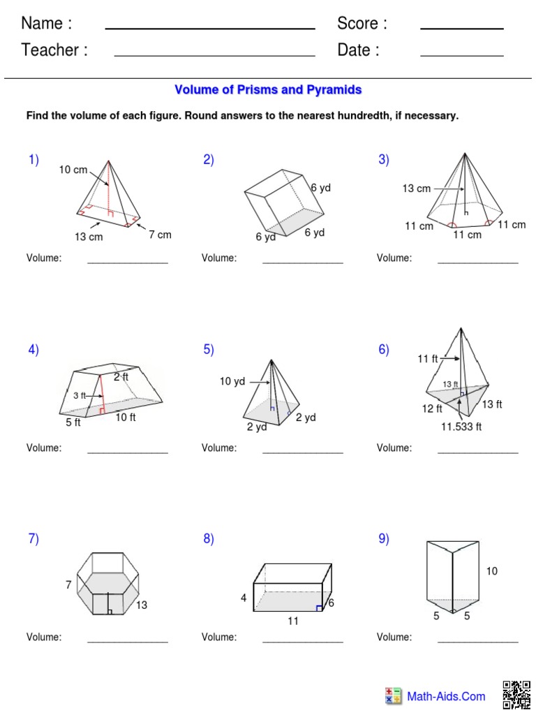 Pyramid and Prism - Math Grade 7 | PDF | Volume | Euclidean Geometry