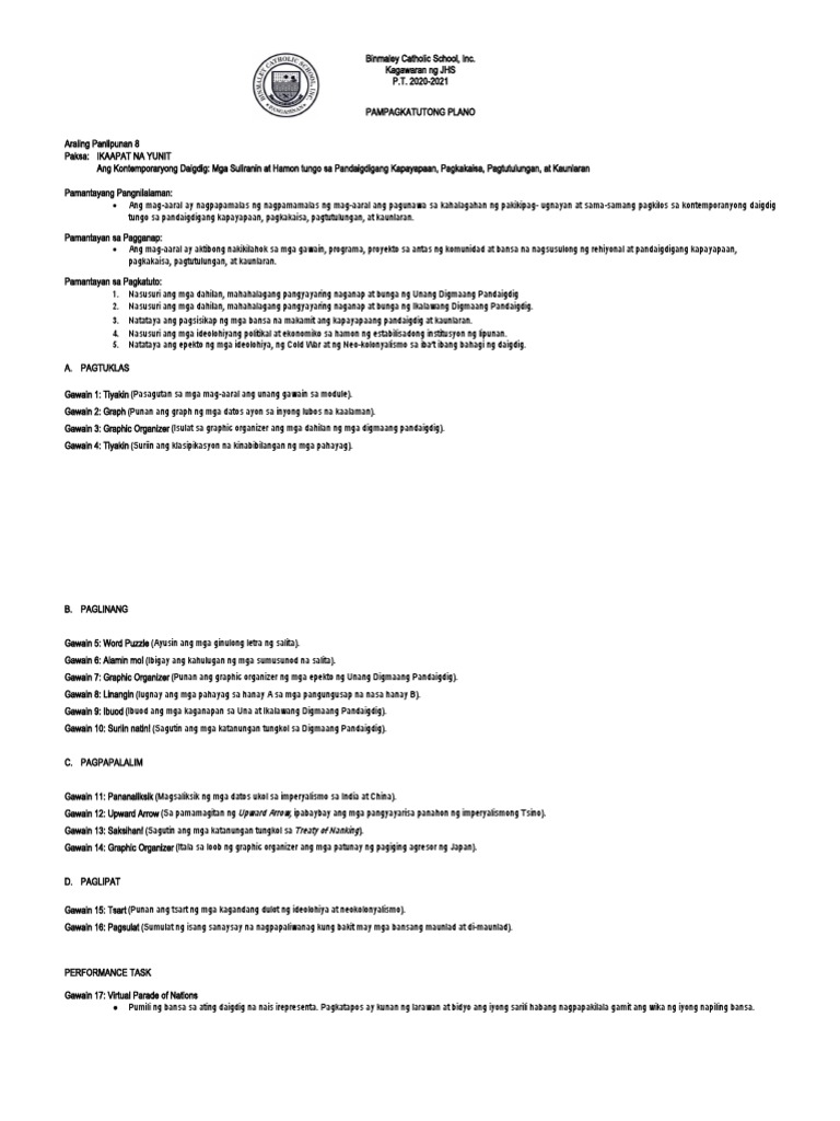 Learning Plan Q4 | PDF