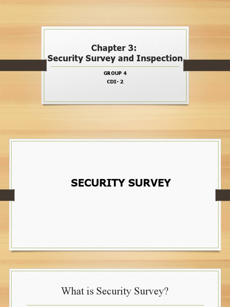 Security Survey and Inspection: Group 4 CDI-2 | PDF | Security | Safety