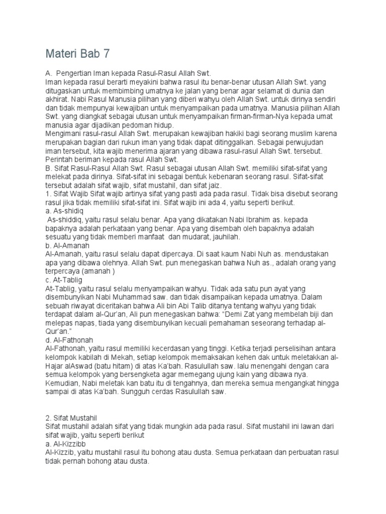 Kewajiban Beriman kepada Rasul Allah | PDF