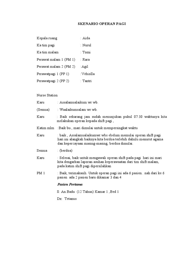 OPERAN Shift Pagi | PDF