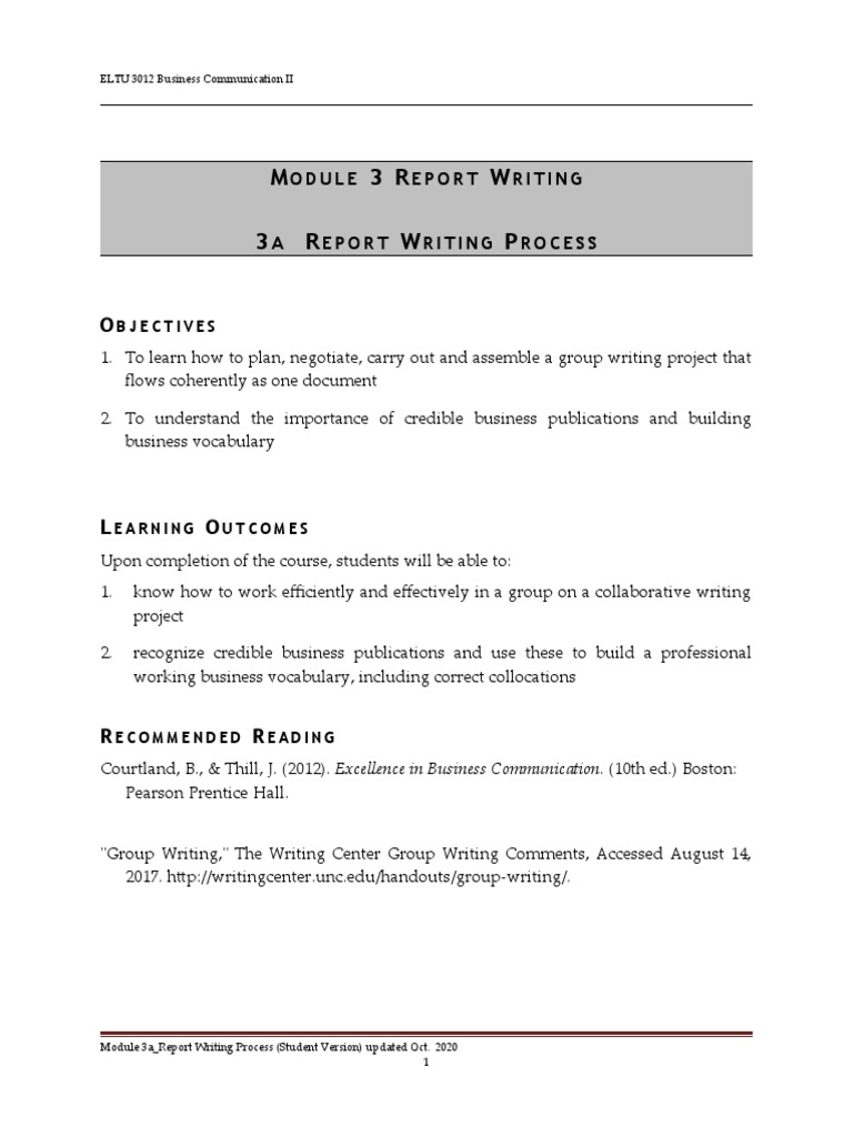 M3a Report Writing Process (Student Version) (Updated Aug 2020) | PDF ...