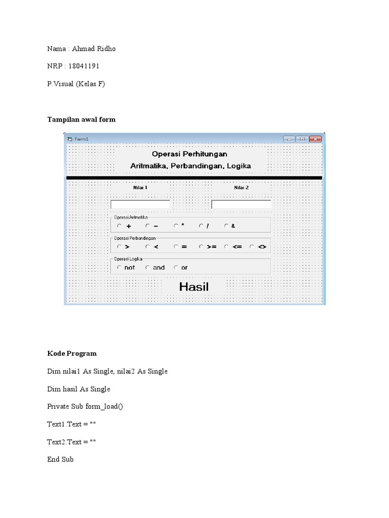 Visual Basic Calculator Code | PDF | Teaching Methods & Materials ...