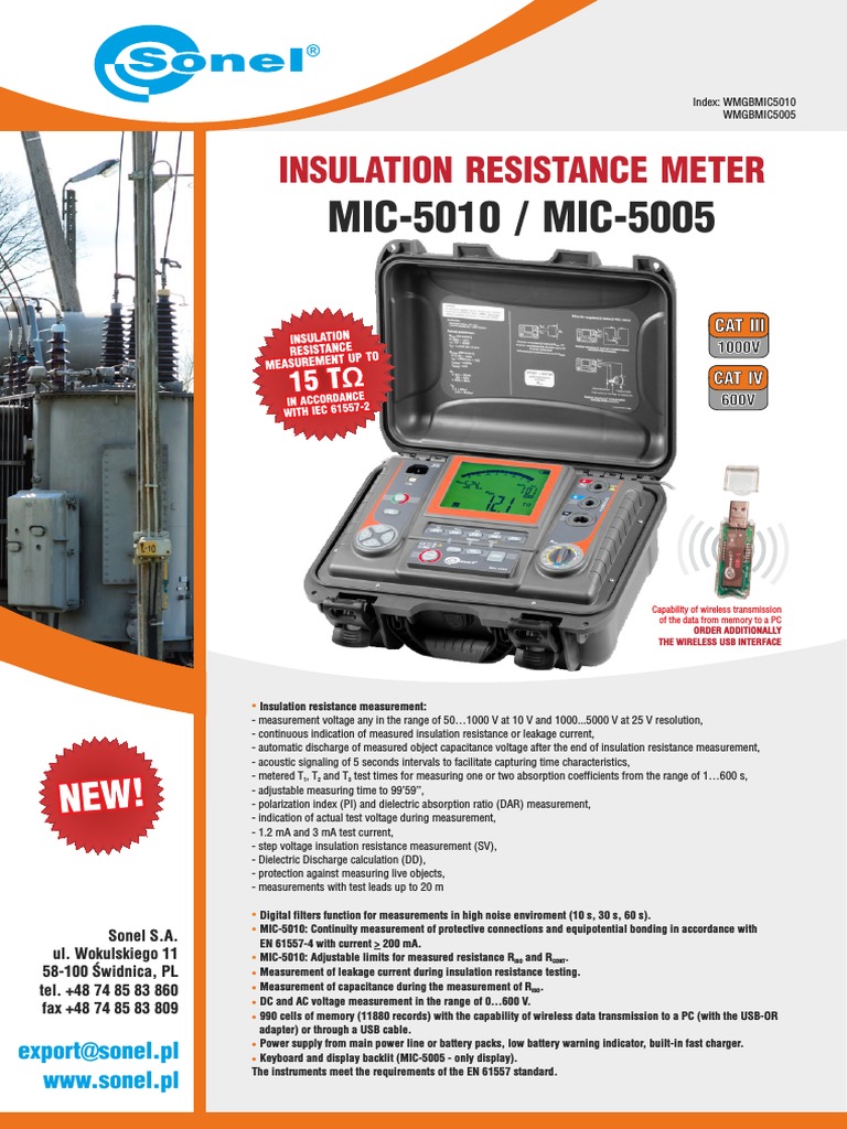 MIC-5010 / MIC-5005: Insulation Resistance Meter | PDF | Electrical ...