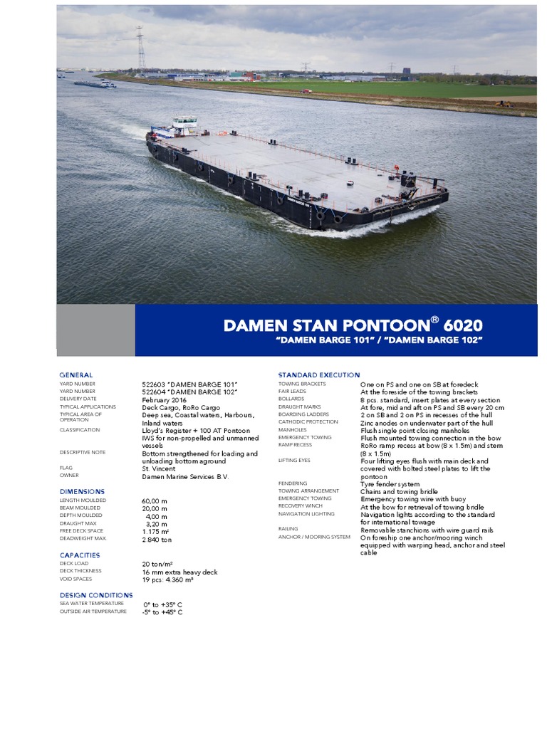 Damen Stan Pontoon 6020: "Damen Barge 101" / "Damen Barge 102" | PDF ...