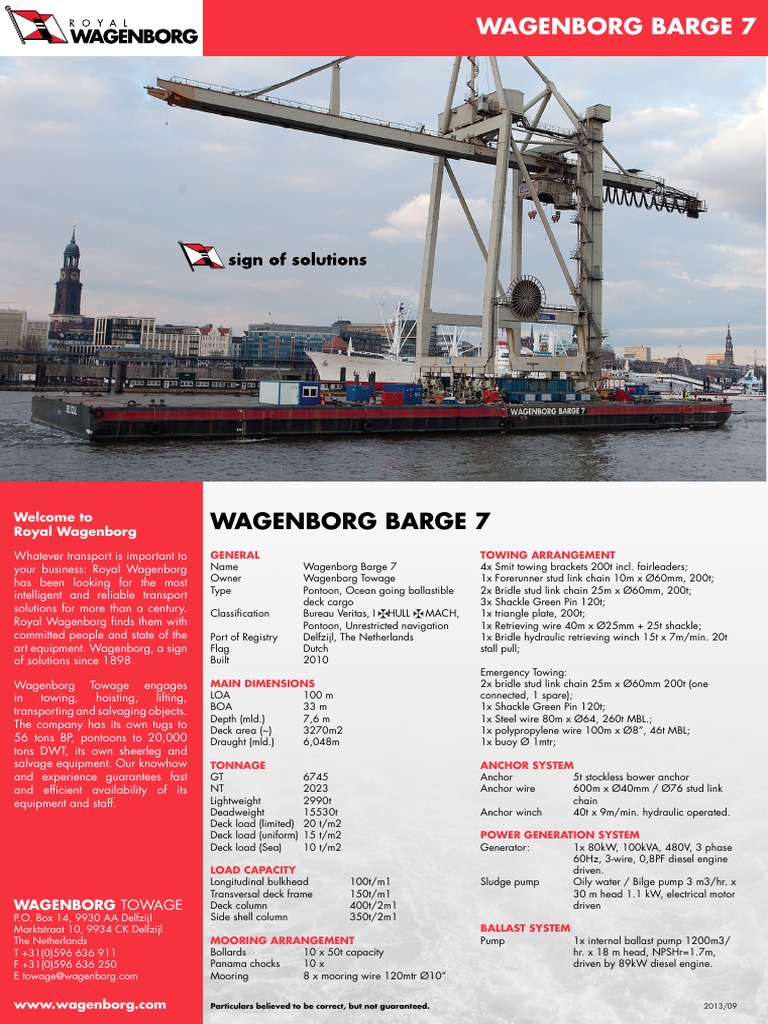 Specifications and Capabilities of the Wagenborg Barge 7 | PDF ...