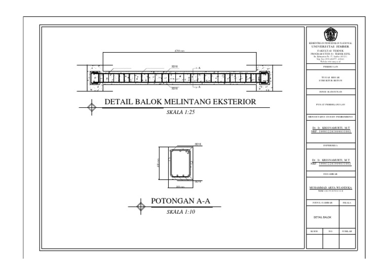 Detail Balok Melintang Eksterior: SKALA 1:25 | PDF