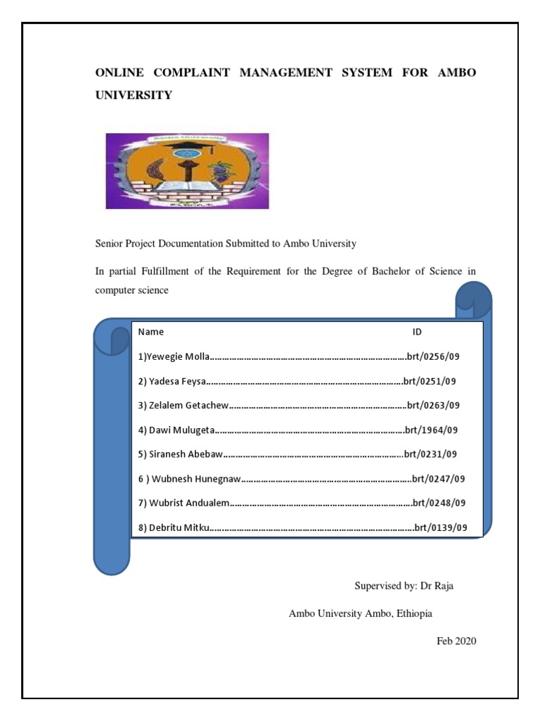 Online Complaint Management System For Ambo University | PDF | Php | Feasibility Study