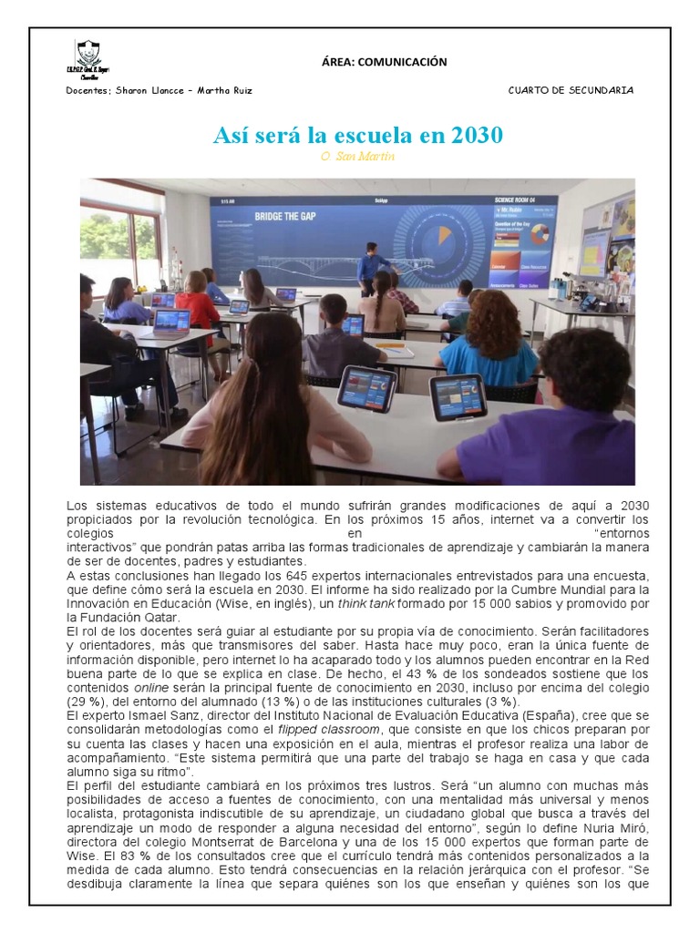 La escuela del futuro en 2030 | PDF | Enseñando y aprendiendo ...