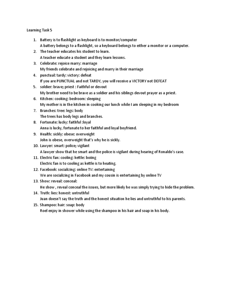 Learning Task 5 | PDF | Wellness