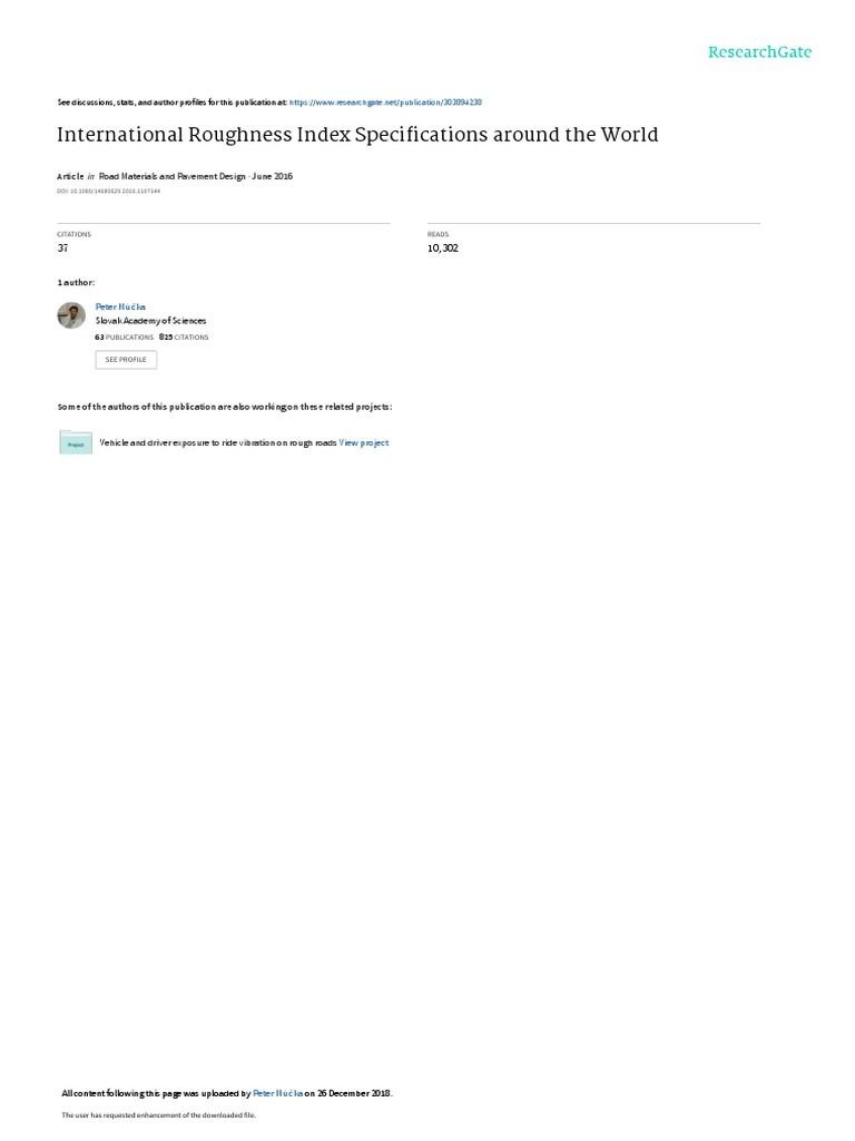 International Roughness Index Specifications Around The World | PDF ...