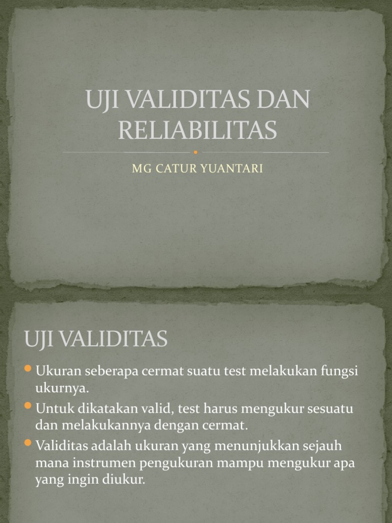 Uji Validitas Dan Reliabilitas Buku | PDF