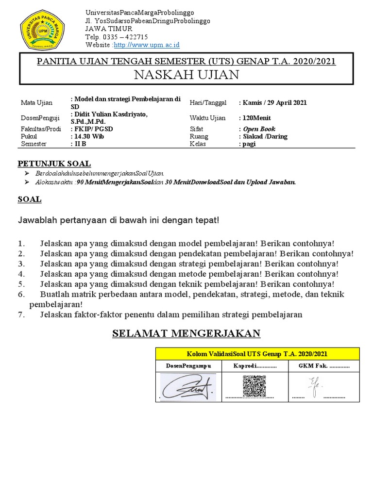 Soal Uts 0710078703 02 86206 Pgsd 0001 20202 50511025 Pdf