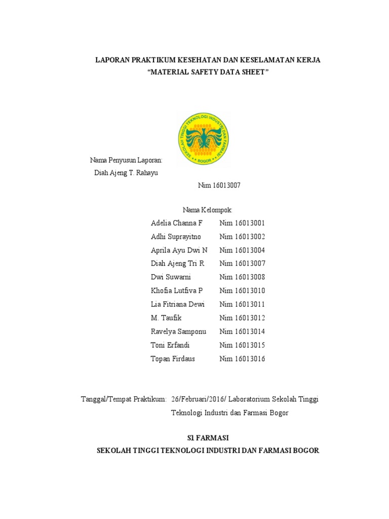 Laporan K3 MSDS | PDF | Pengembangan Diri | Kesehatan Holistik