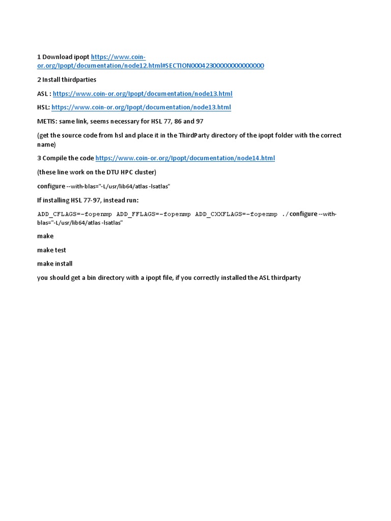 Install Ipopt With HSL | PDF