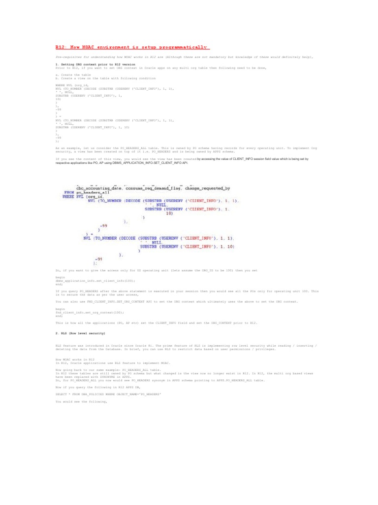 Programmatic Setup Of Multi Organization Access Control Moac Environment In Oracle