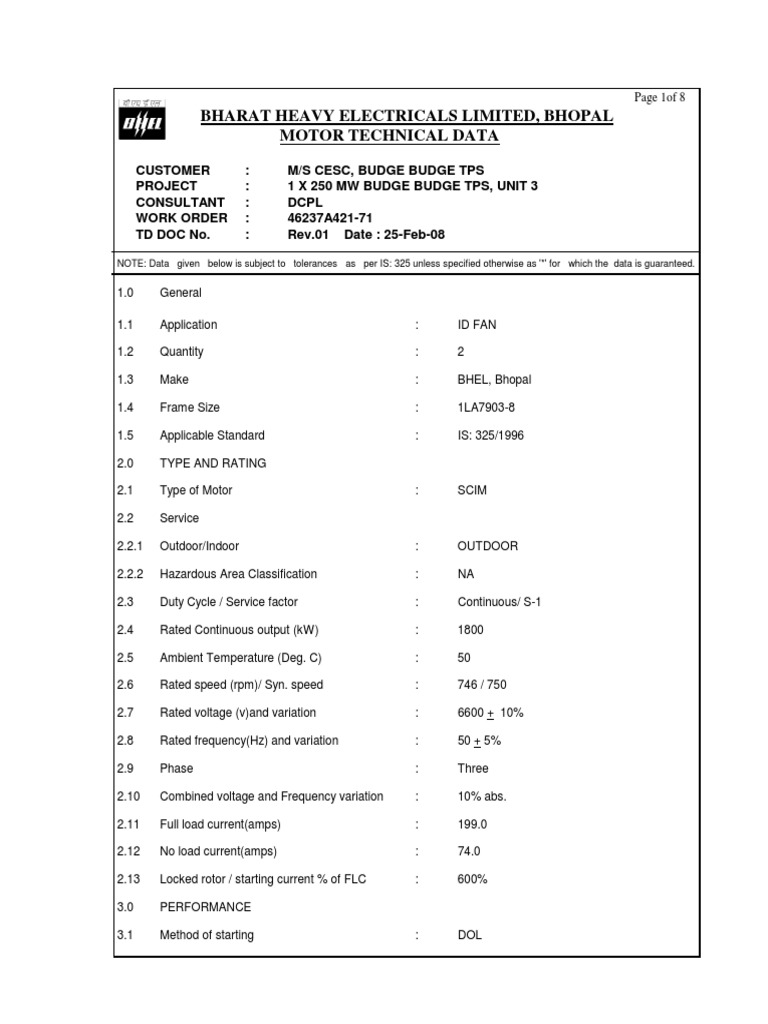 ID Fan Motor Data Sheet, Rev. 1 | PDF | Electric Motor | Metrology