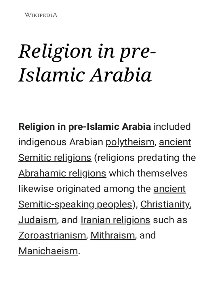 Religion in Pre-Islamic Arabia - Wikipedia | PDF | Allah | Muhammad