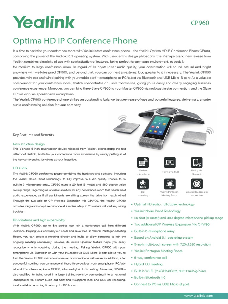 Optima HD IP Conference Phone: Key Features and Benefits | PDF | Port ...