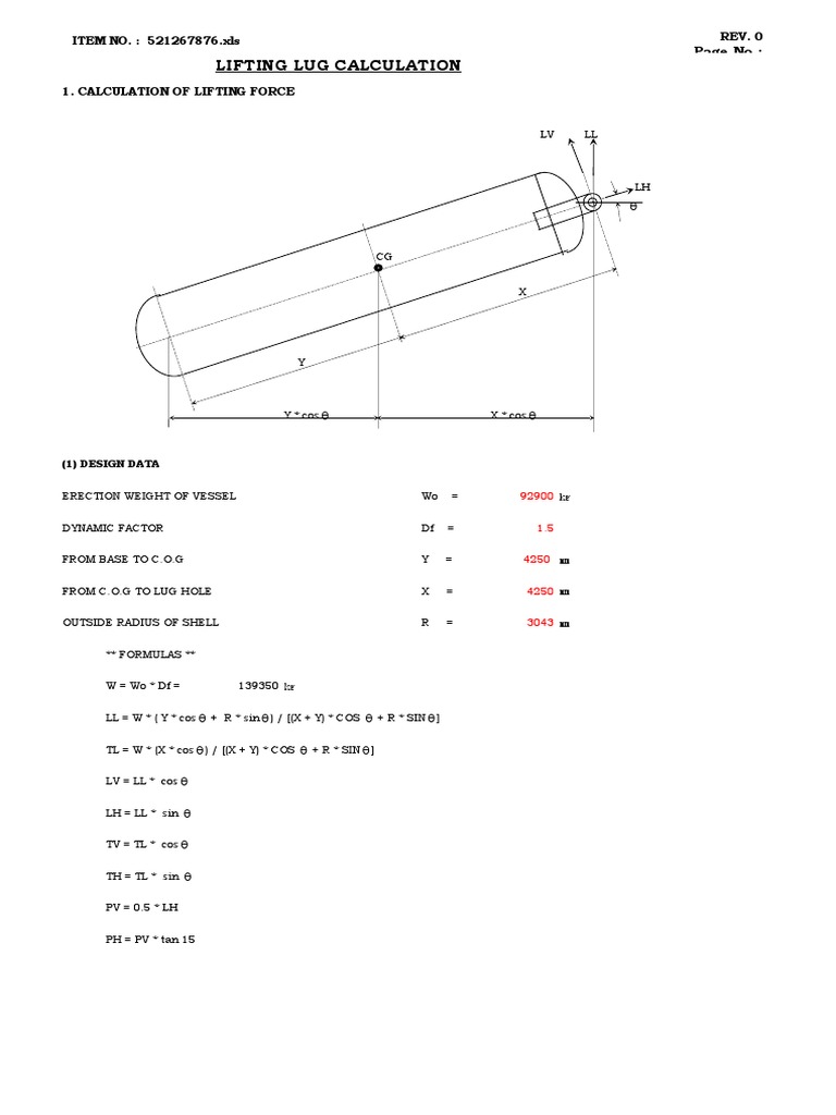 Lifting Lug Strength Stress 계산 | PDF | Civil Engineering | Continuum ...
