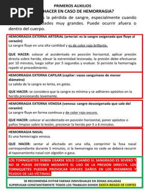 Primeros Auxilios Sangrado Arterial