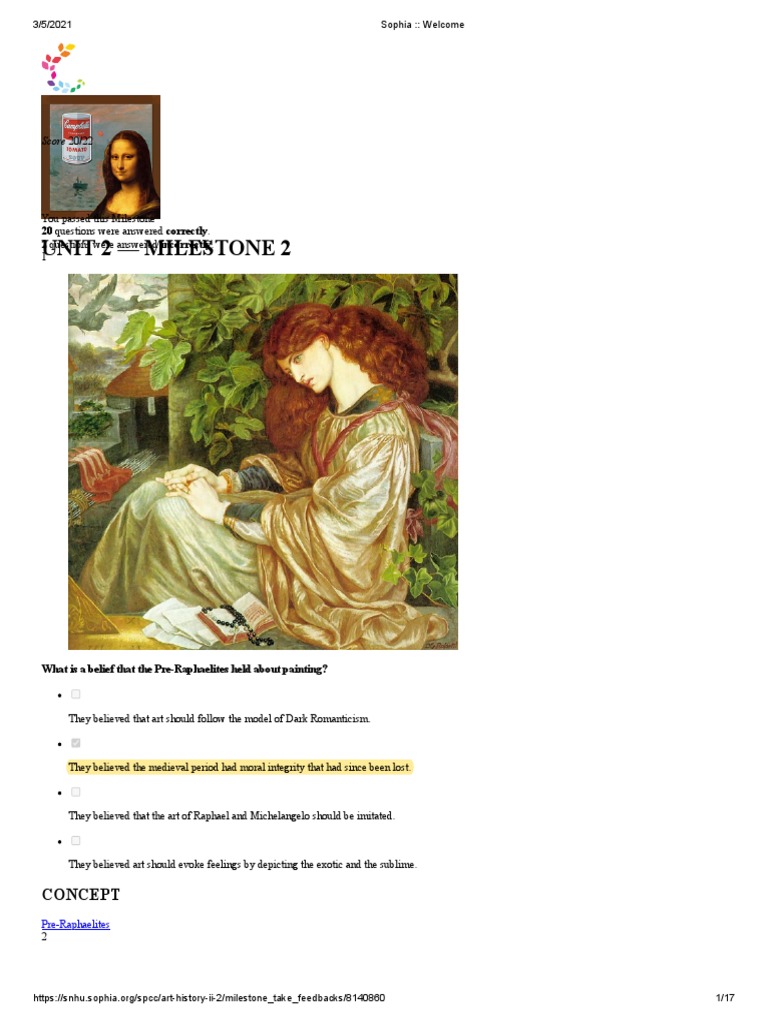Sophia Art History 2 Unit 2 Milestone PDF | PDF | Art Nouveau | Paintings