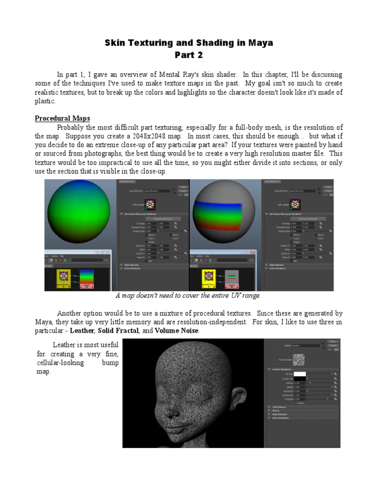 Skin Texturing and Shading in Maya: Procedural Maps | PDF | Texture ...