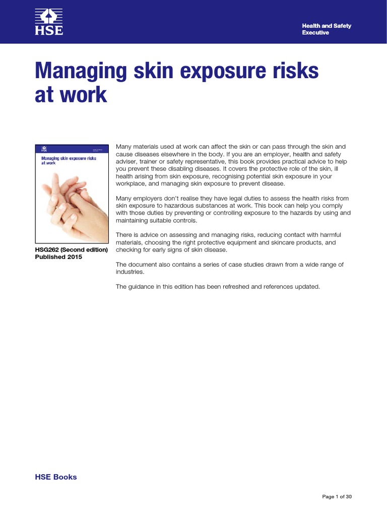 Managing Skin Exposure Risks at Work: HSE Books | PDF | Personal ...