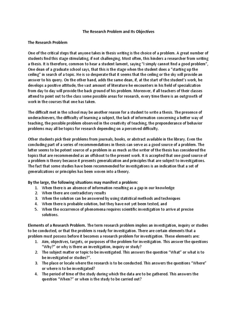 The Research Problem and Its Objectives The Research Problem | Download ...