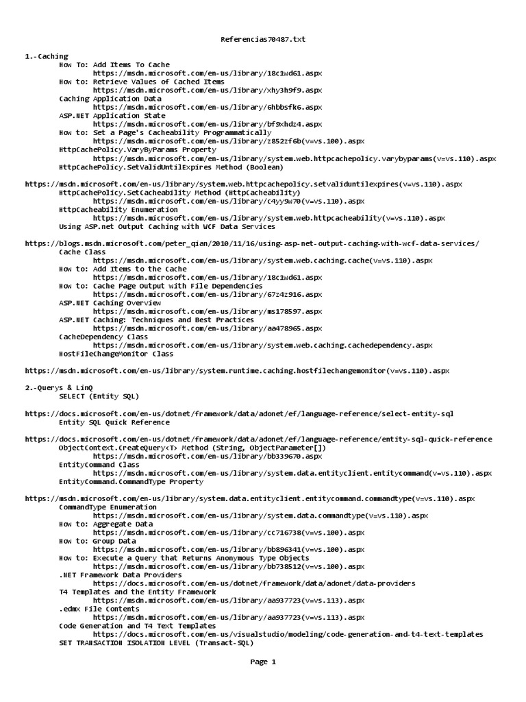 A Comprehensive Guide to Caching, Queries, Entity Framework, and ADO.NET Resources | PDF ...