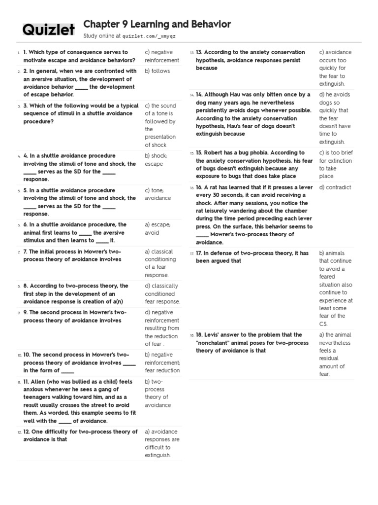 Chapter 9 Learning and Behavior | PDF | Obsessive–Compulsive Disorder | Phobia