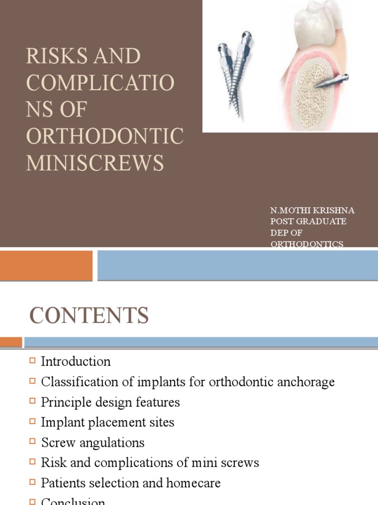 Risks and Complications of Orthodontic Miniscrews | PDF | Dental ...