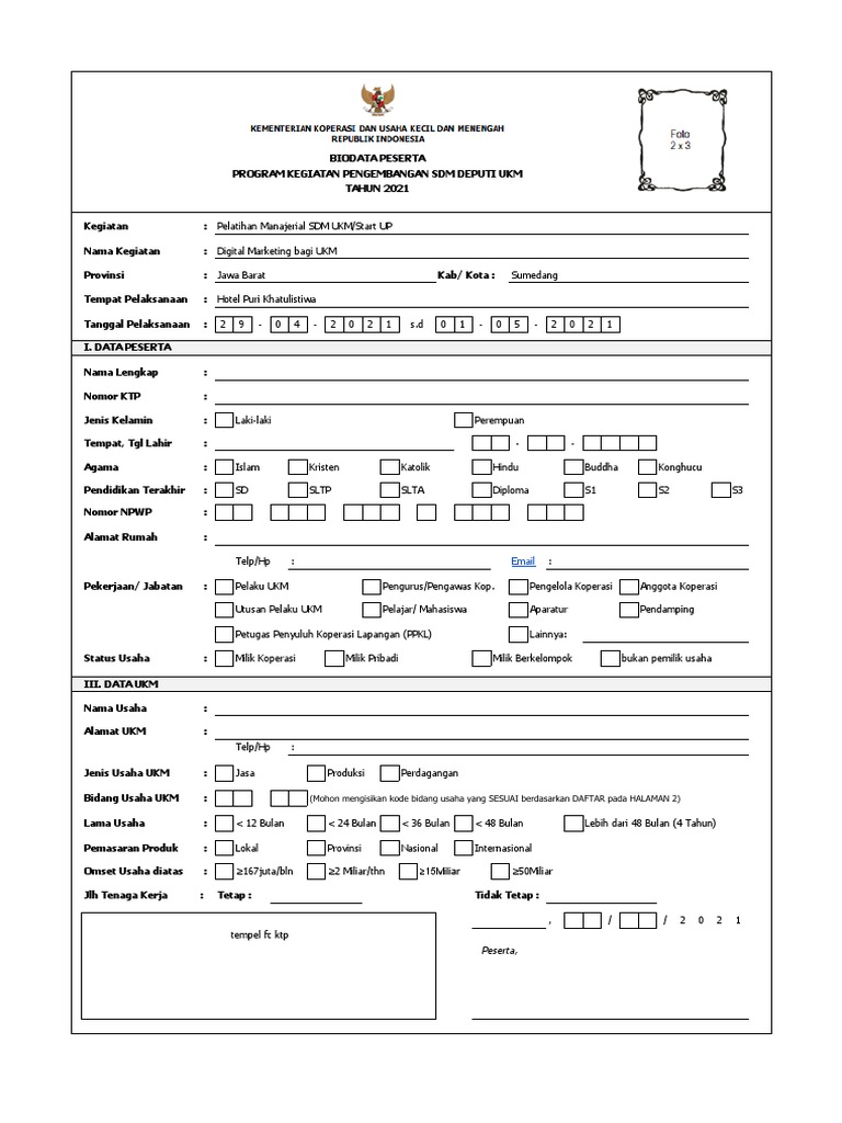 Form Pendaftaran Digital Marketing | PDF