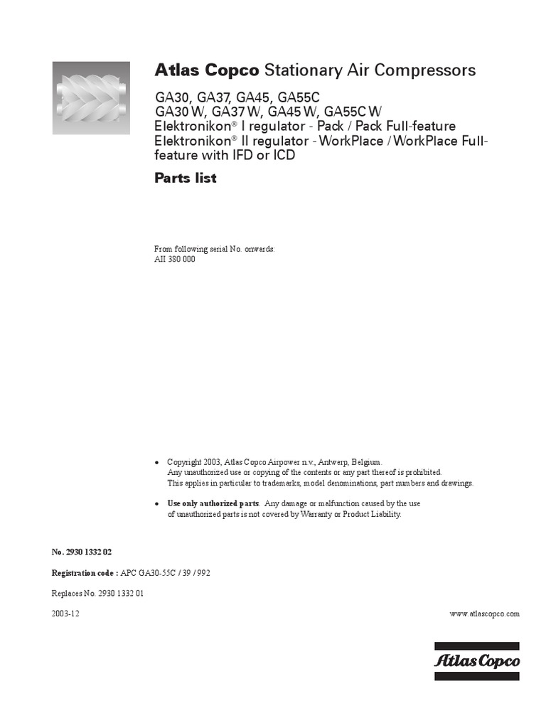 Compressor Ga 45 | PDF | Washer (Hardware) | Screw