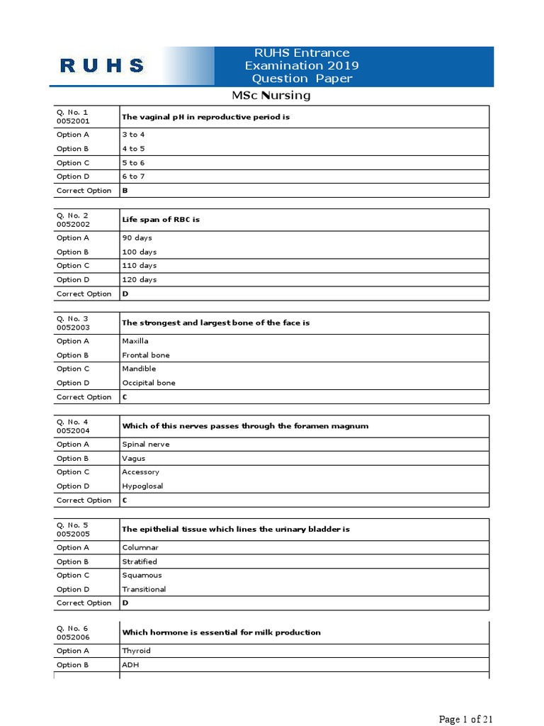 MSC Nursing Question Paper | PDF | Sampling (Statistics) | Medical ...