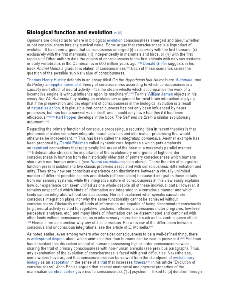 Biological Function and Evolution - Notes | PDF | Consciousness ...