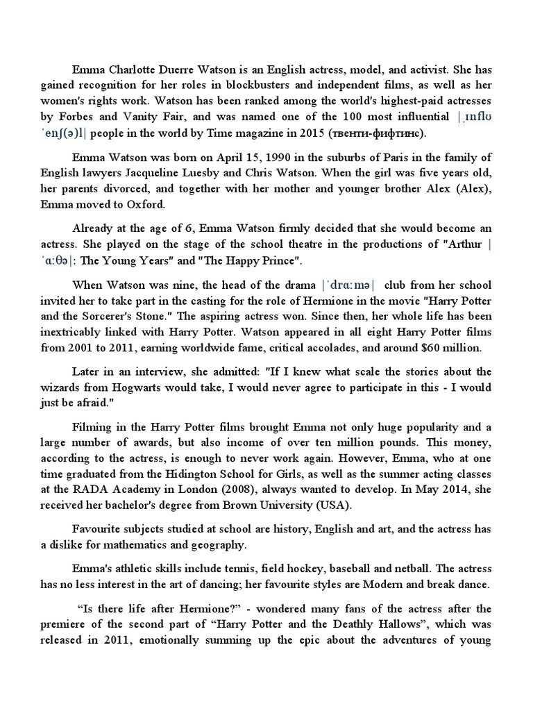 Emma Watson | PDF | Gender | Gender Studies