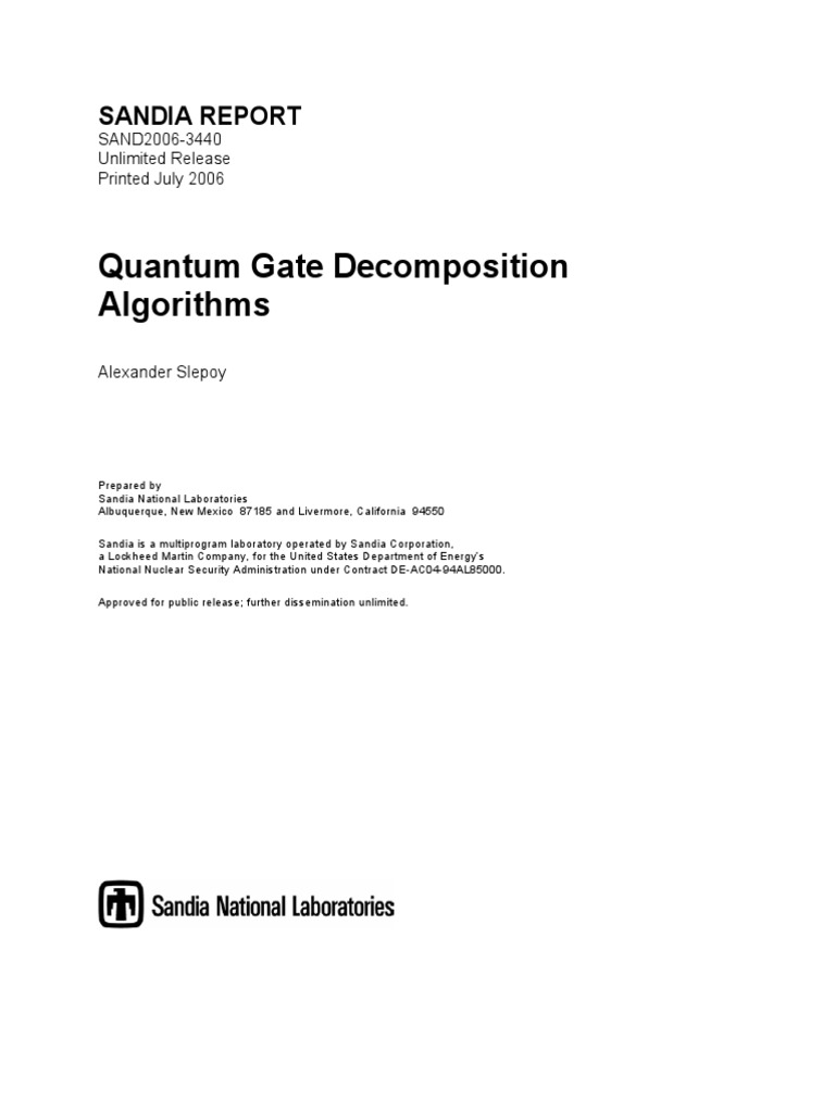 Quantum Gate Decomposition Algorithms Reviewed | PDF | Matrix ...